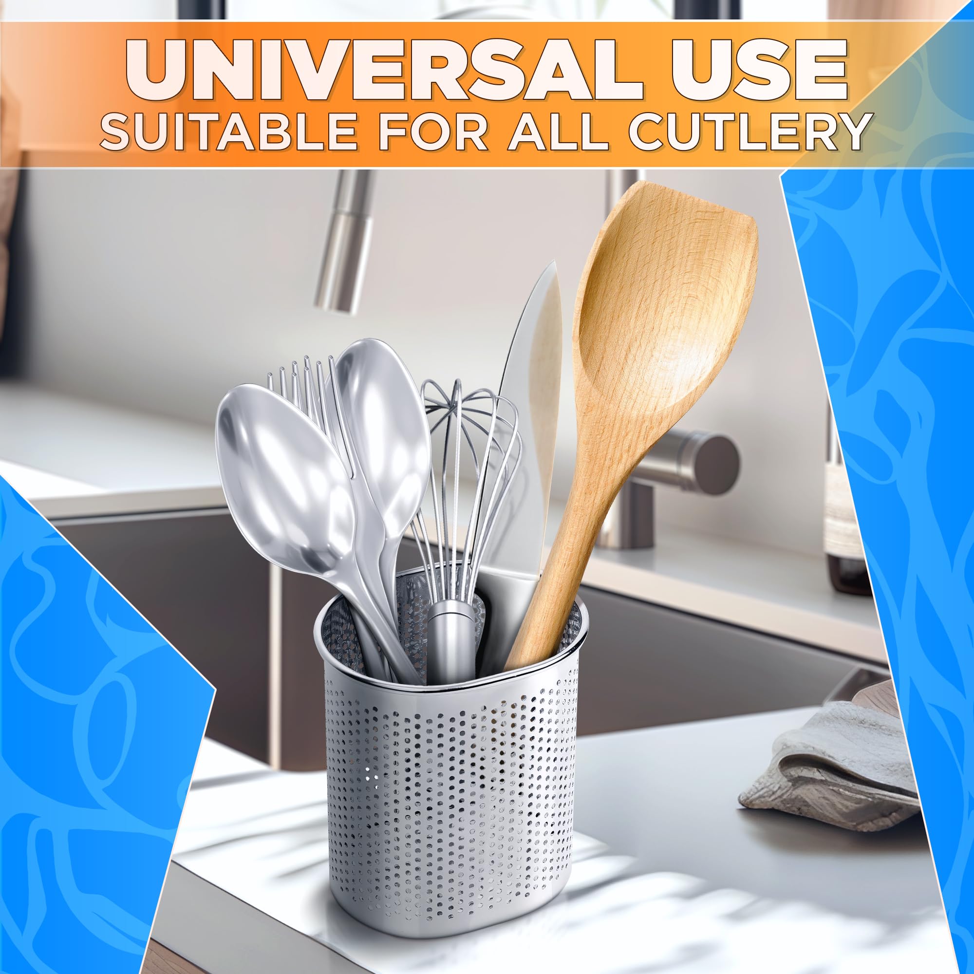 Chopsticks Holder Dishwasher Cutlery Rack - Oval Cutlery Drainer Basket for Kitchen Sink Dishwasher Rack - Stainless Steel Utensil Container for Dishwasher - Cutlery Caddy Silverware Drying Rack