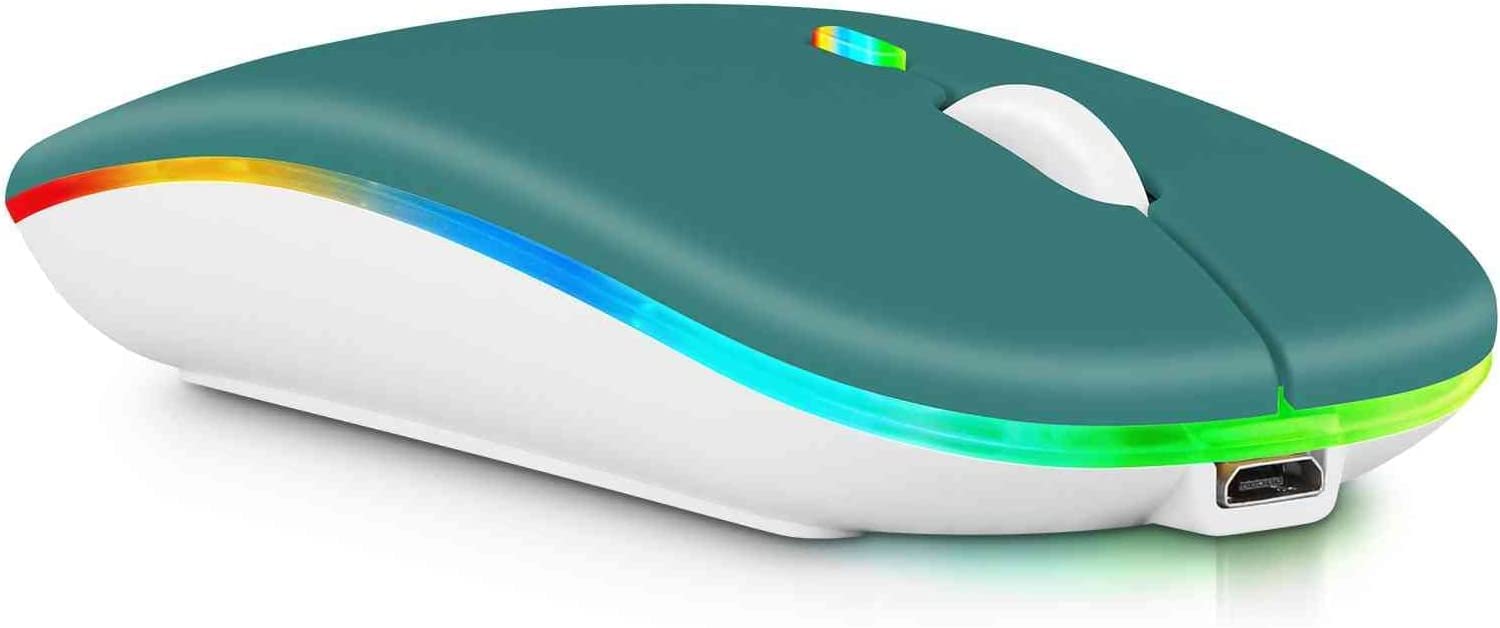 UrbanX Bluetooth Rechargeable Mouse for Dell Inspiron 5000 Series Laptop Bluetooth Wireless Mouse Designed for Laptop/PC/Mac/iPad pro/Computer/Tablet/Android RGB LED Deep Green