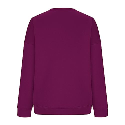 JDHUFEI Womens Oversized Hoodies Fall Casual Long Sleeve Hoodie Pullover Solid Color Loose Fit Crewneck Sweatshirt Blouse Top