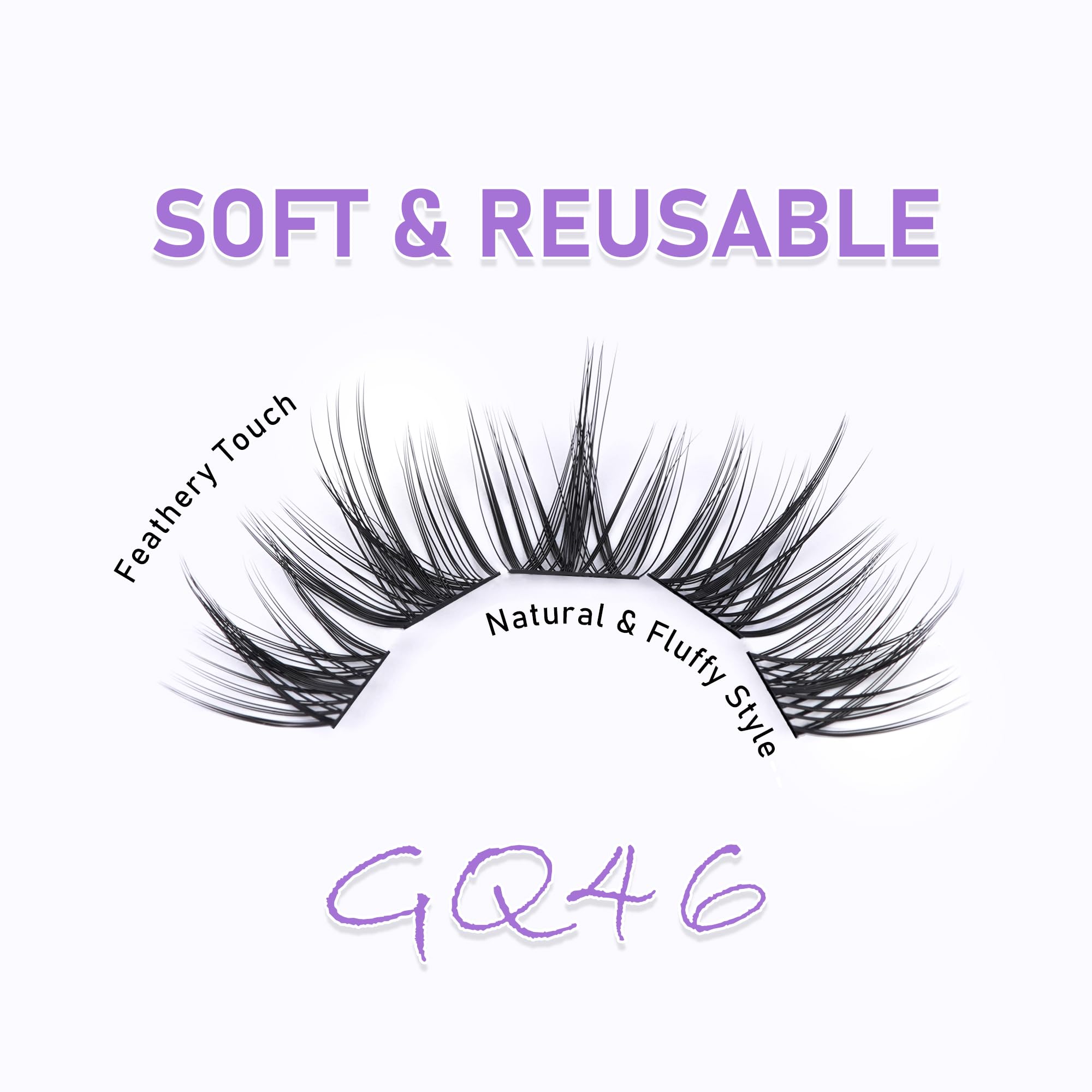 GAQQI Lash Clusters, Individual Lash Extension Wisps 100PCS, Natural Manga Cluster Lashes with Spikes 10-20mm Mix Length Eyelash Clusters (GQ46,C,10-20mm)