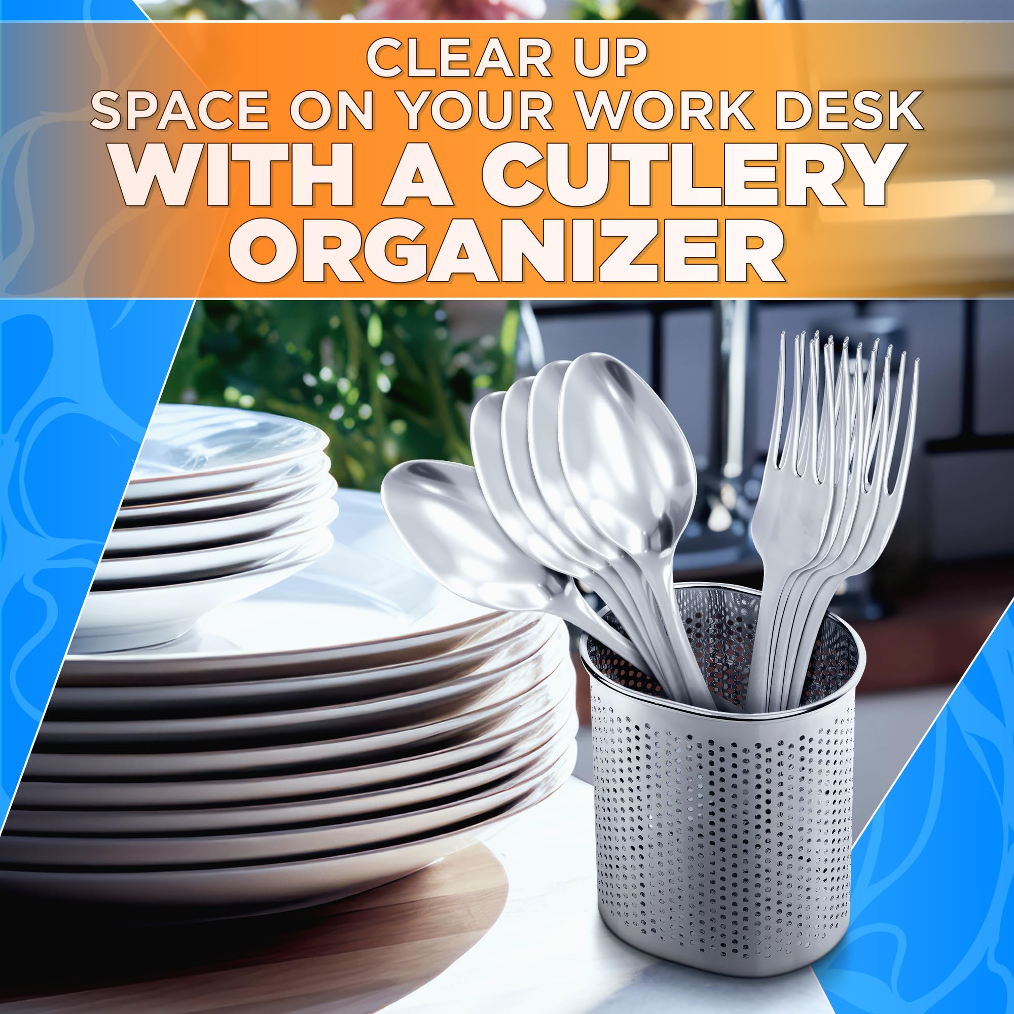Chopsticks Holder Dishwasher Cutlery Rack - Oval Cutlery Drainer Basket for Kitchen Sink Dishwasher Rack - Stainless Steel Utensil Container for Dishwasher - Cutlery Caddy Silverware Drying Rack
