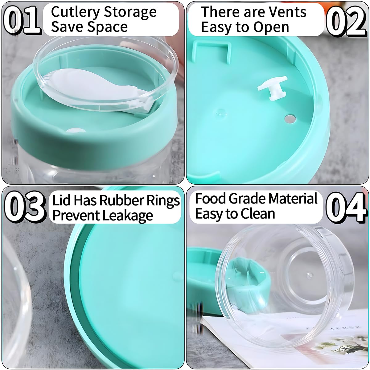 JDPNJSI Airtight Overnight Oats Containers with Lids and Spoons - Perfect for Meal Prep and Breakfast on the Go - Clear containers Keep Food Fresh and Visible