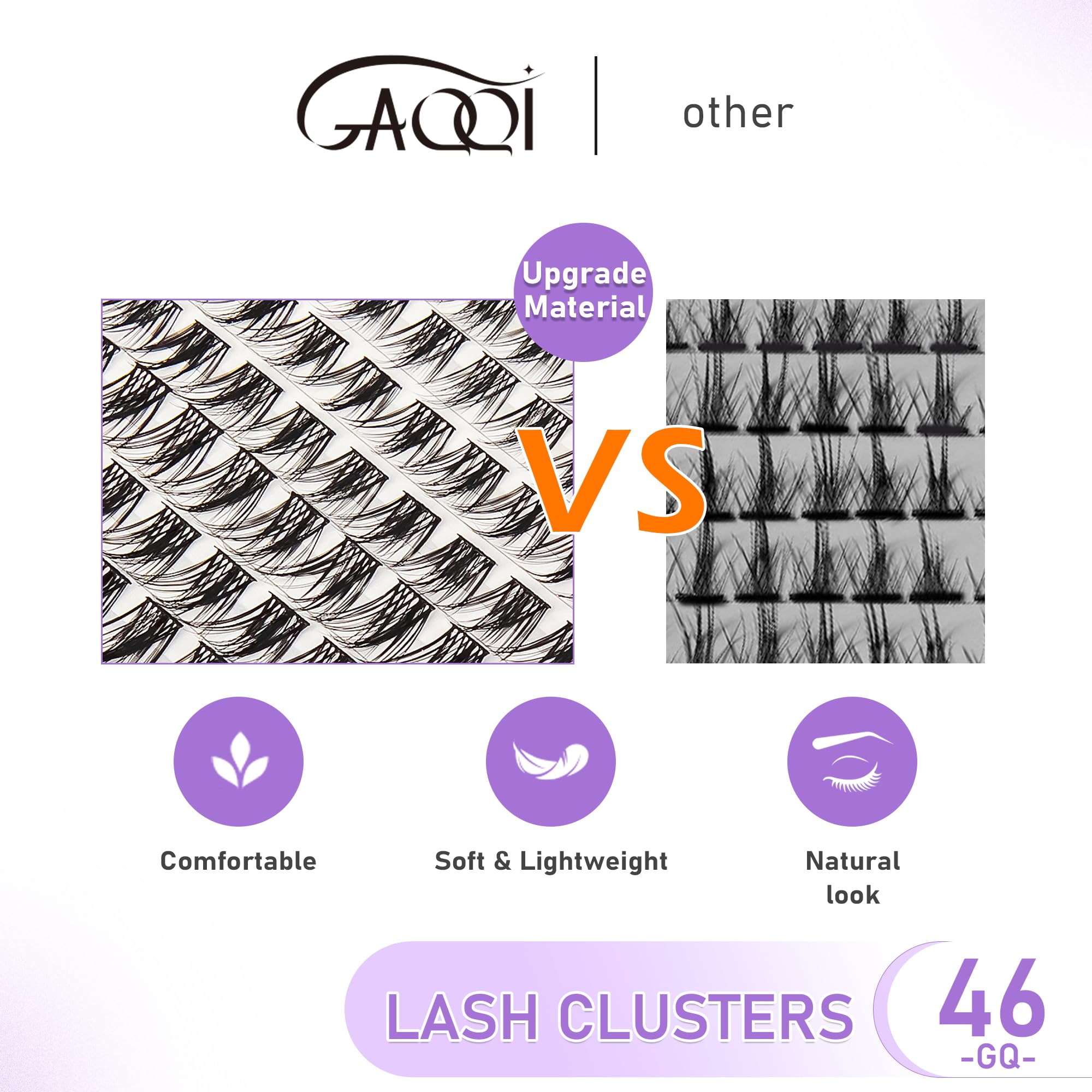 GAQQI Lash Clusters, Individual Lash Extension Wisps 100PCS, Natural Manga Cluster Lashes with Spikes 10-20mm Mix Length Eyelash Clusters (GQ46,C,10-20mm)
