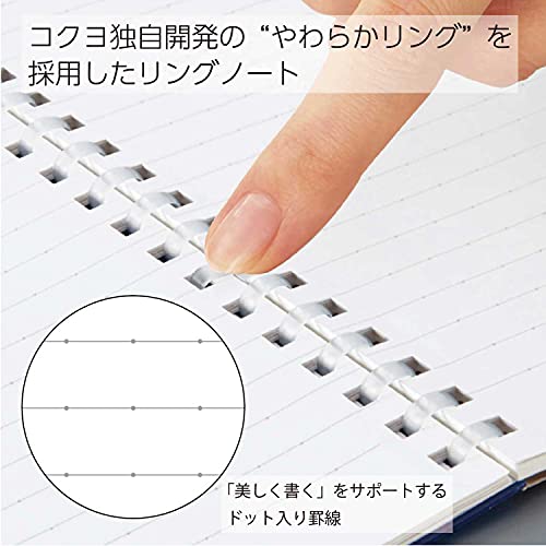 KOKUYO Spiral Lined Notebook, 10'' x 7'' Pastel Journal B5 Soft Ring Notebooks with Dot 6 mm Ruled, 80 Sheets, Light Green 1 Subject Notebook, Note Taking for School. Japan Import (SU-SV308BT-LG)