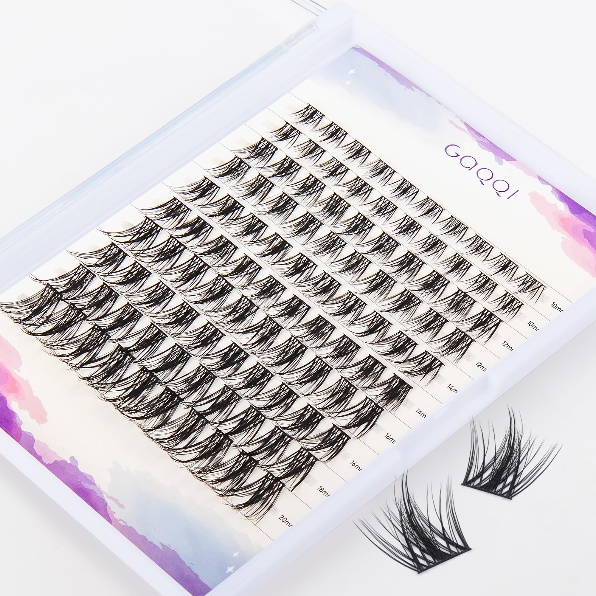 GAQQI Lash Clusters, Individual Lash Extension Wisps 100PCS, Natural Manga Cluster Lashes with Spikes 10-20mm Mix Length Eyelash Clusters (GQ46,C,10-20mm)