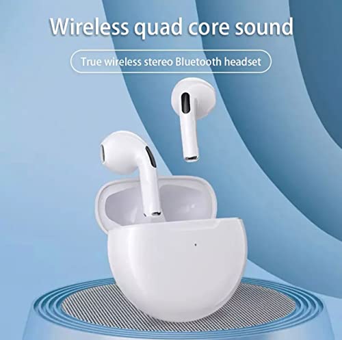 Pro 6 True Wireless Earbuds, Bluetooth Headphones, Hi-Fi Stereo Sound in-Ear Earphones, 99.99% Compatible with All Mobile Devices, Built-in Microphone, Up to 26 Hour Play Time with Charging Case