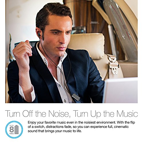 Naztech X1 ANC Active Noise Cancel Earphones In-Ear Comfort & Mic + Travel Case & Airline Adapter Compatible For iPhone, Samsung +More - Black [14509]