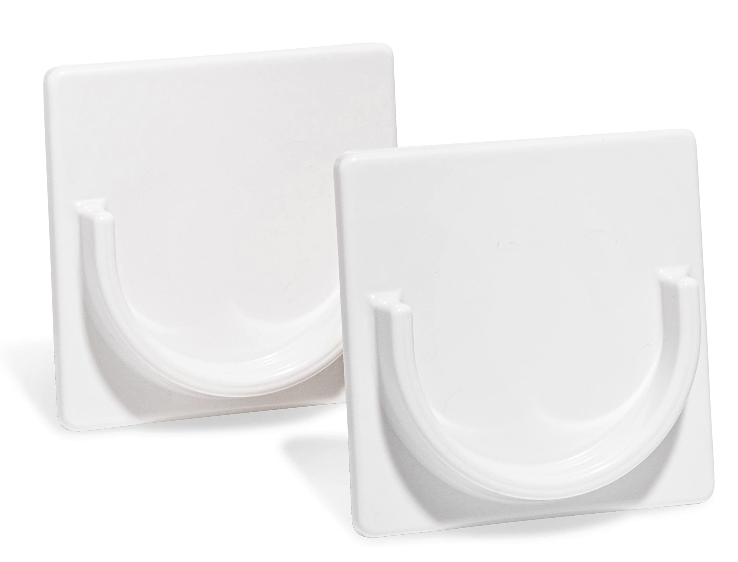 Adherion Adhesive Shower Curtain Rod Holder | Rod Retainer | Bathroom Tension Rod Wall Mount Brackets | No Drilling | Stick On | 3M Adhesive | White | 2 Pack | Shower Curtain Rod not included |