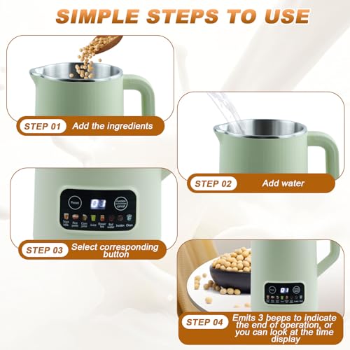 Nut Milk Maker Machine, 20oz Automatic Almond Milk Maker Machine, Soybean Milk Machine for Homemade Almond, Oat, Soy, Etc Grain, Soy Milk Maker Machine with Timer/Keep Warm/Self-Cleaning