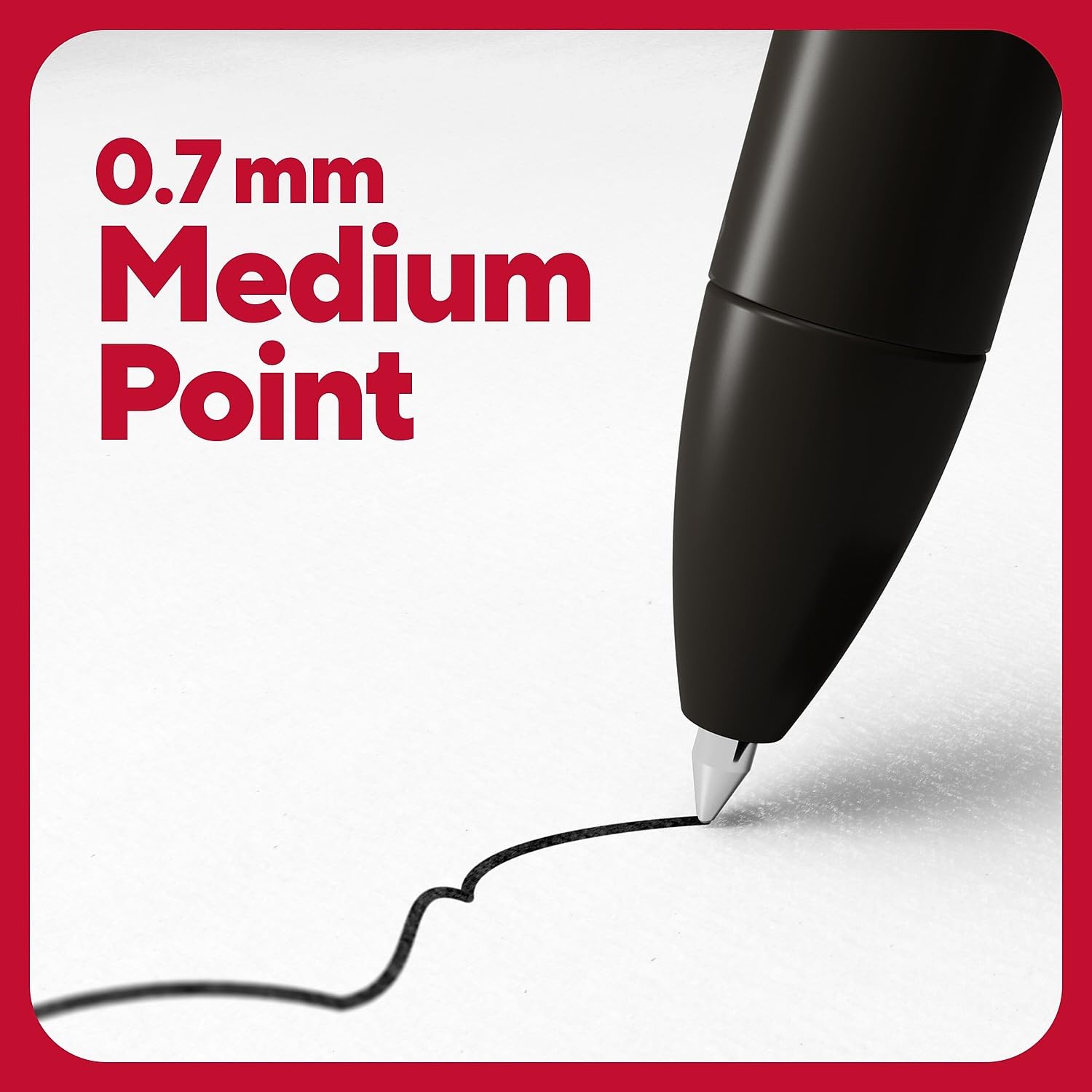 STAPLES TRU RED Retractable Quick Dry Gel Pens, Black, 0.7mm Medium Point (1 Dozen Pens) – Smooth-Flowing Black Ink Pen with Full Rubberized Barrel for Comfort, Acid-Free Gel Pens