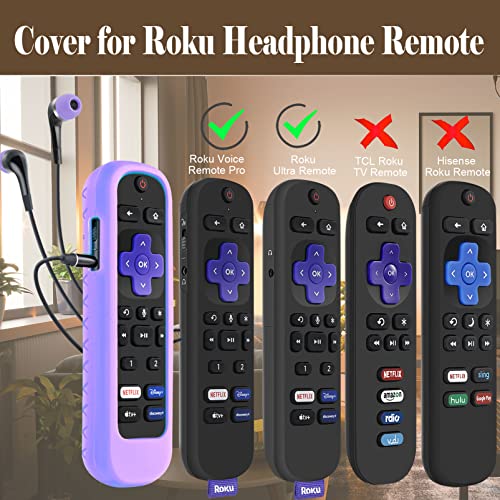 2Pack Case for Roku Headphone Remote, Battery Cover for Roku Voice Pro Remote, Rechargeable Control with Headphone Jack Silicone Sleeve Skin Glow in The Dark