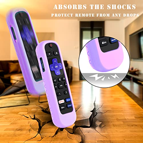 2Pack Case for Roku Headphone Remote, Battery Cover for Roku Voice Pro Remote, Rechargeable Control with Headphone Jack Silicone Sleeve Skin Glow in The Dark