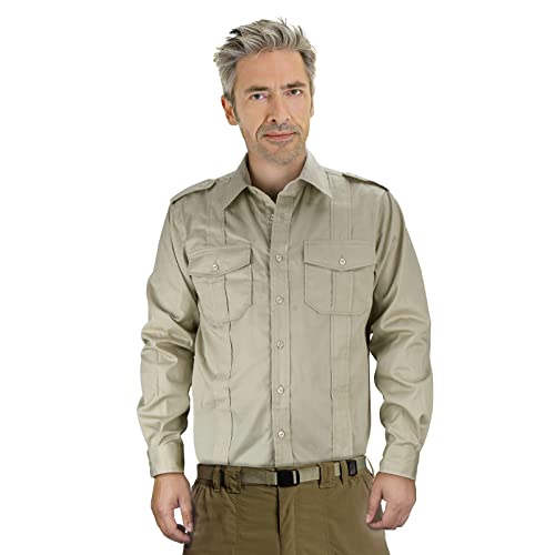 NIHONCOS Mens Shirt Jones Jr. Shirt Raiders Safari Costume Dr. Henry Tops with Pockets Halloween Cosplay Hiking Outfit (XX-Large)