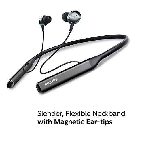 Philips Audio Wireless Neckband Headphones PN505 with Active Noise Canceling, Voice Assistance, Up to 14hours Play time, Hi-Res Audio (TAPN505BK), Black (Renewed)