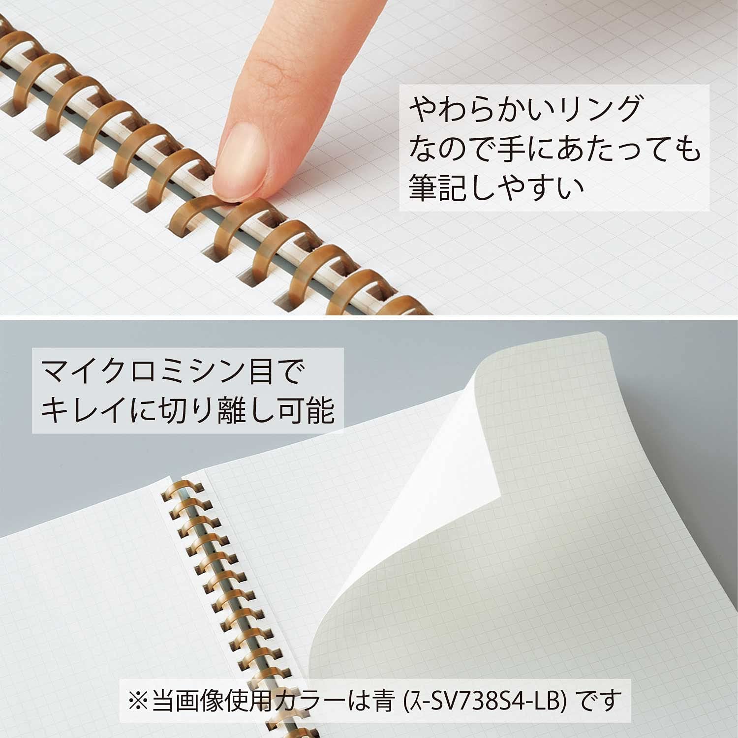 KOKUYO Sooofa Soft Ring Notebook, 0.2 inch (4 mm) Grid Ruled, 80 Sheets, A5 Deformation, Set of 5 Colors, Japan Import (SU-SV738S4)