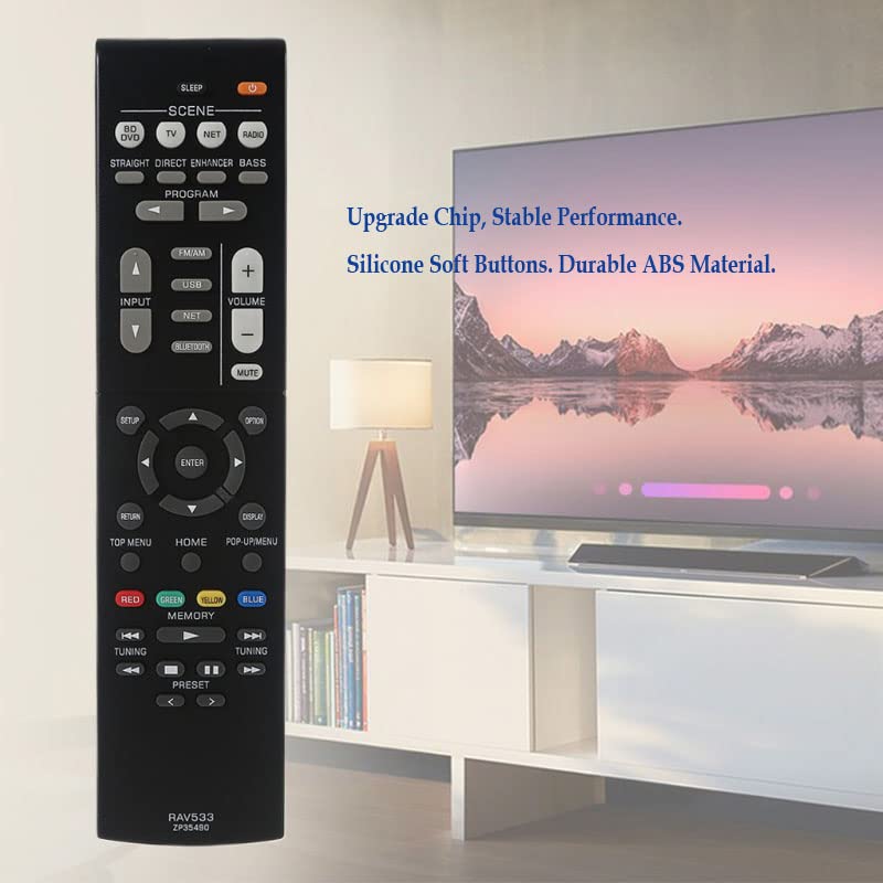 Replacement Remote Control for Yamaha RX-V379 RX-V381 RX-V383 RX-V385 HTR-3068 RX-V585 HTR-2067 RX-V479 RX-V479BL AV Receiver