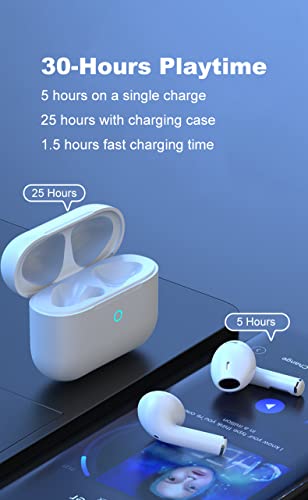 Wireless Earbuds, Eranova Bluetooth 5.1 Earphones Headphones Built-in 4 Mics ENC Noise Cancelling 30H Playtime IPX6 Waterproof Deep Bass USB-C Charge for iPhone Android Sports