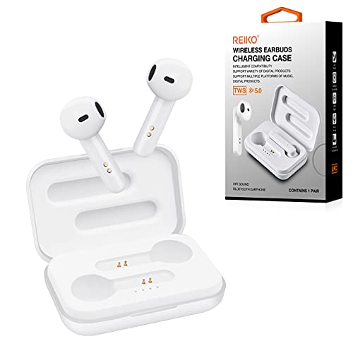 TWS Wireless Bluetooth 5.0 Earbuds with Charging Case for Samsung Galaxy A12, in-Ear Earphones Headset with Mic and Touch Control - White