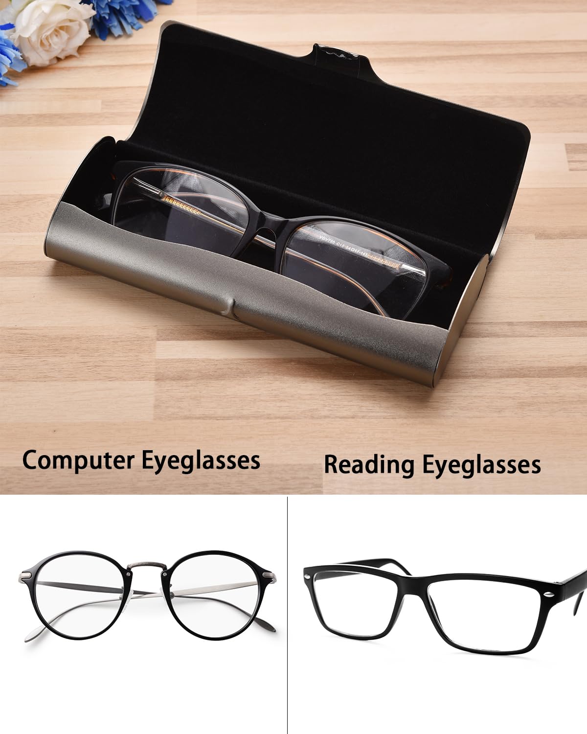 Philley Aluminum Ultra-Light Eyeglass Case Hard Shell Nearsighted Glasses Case for Women & Men(Gun Grey)