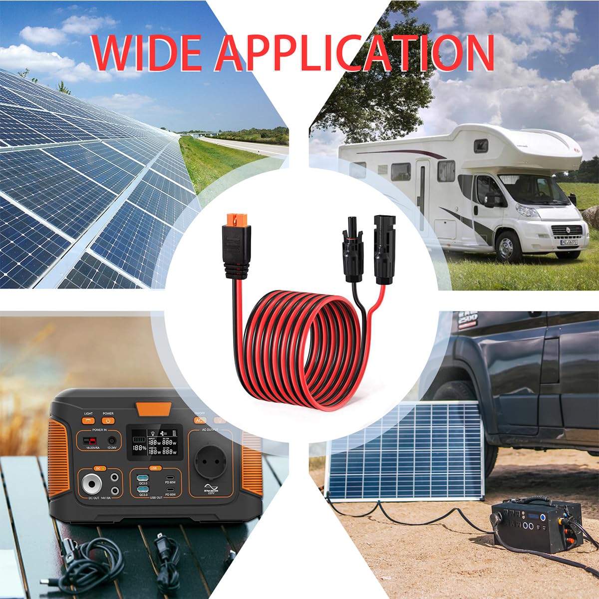 ELFCULB 10AWG Solar to XT60i Charging Cable Solar Panel Extention Cable for Portable Power Station River 600 Solar Generator Battery Pack(25FT)