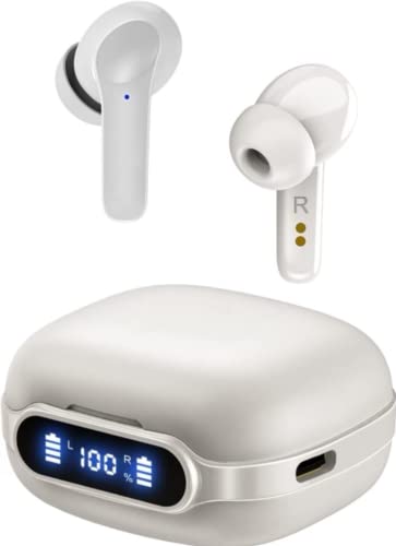 Wireless Earbuds, Bluetooth Ear Buds HiFi Stereo Sound Deep Bass Headphones with LED Charging Case for Nokia G100 Touch Control, Noise Cancelling Mic, IPX7 Waterproof Earphones