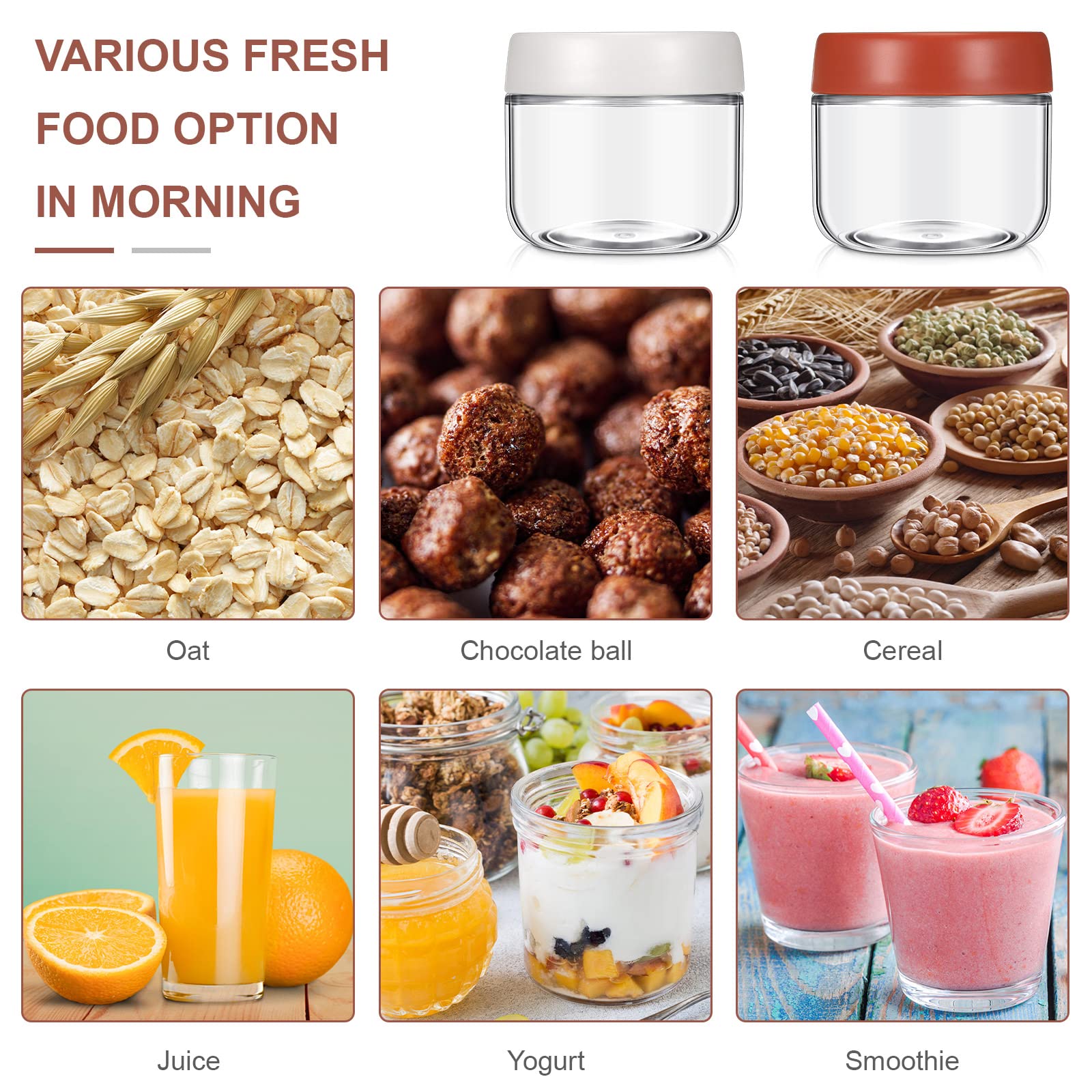 Zubebe 10 Pack 10oz Glass Jar with Lids Overnight Oats Container with Lid Wide Mouth Glass Mason Jars Airtight Yogurt Jars for Food Prep Condiment Salad Storage Refrigerator Dishwasher Safe