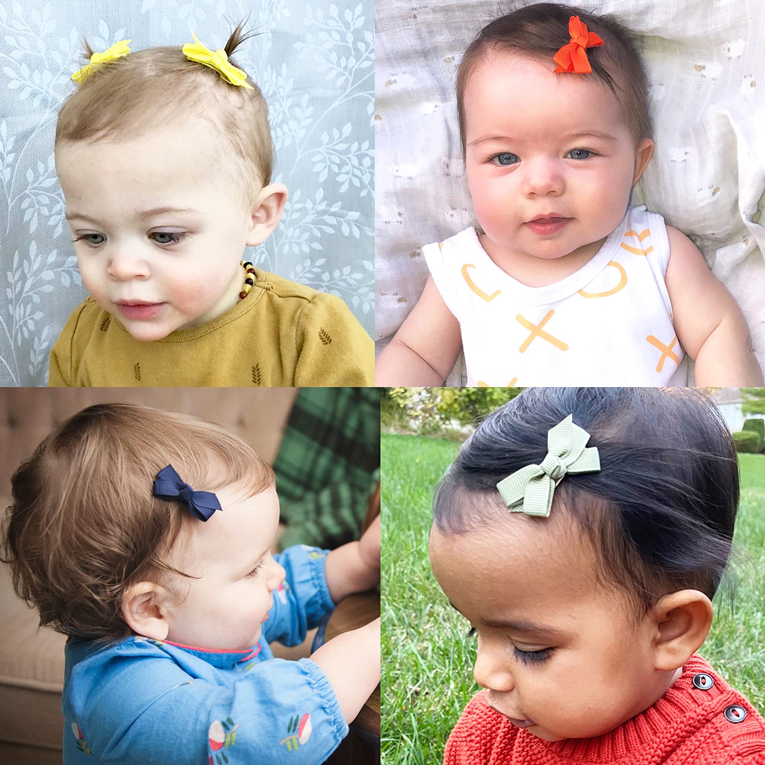 Baby Wisp 5 pc Tiny Hair Bows Newborn Infant Toddler Baby Girl Hair Accessory Hair Clips Gift Set - Sand Castle