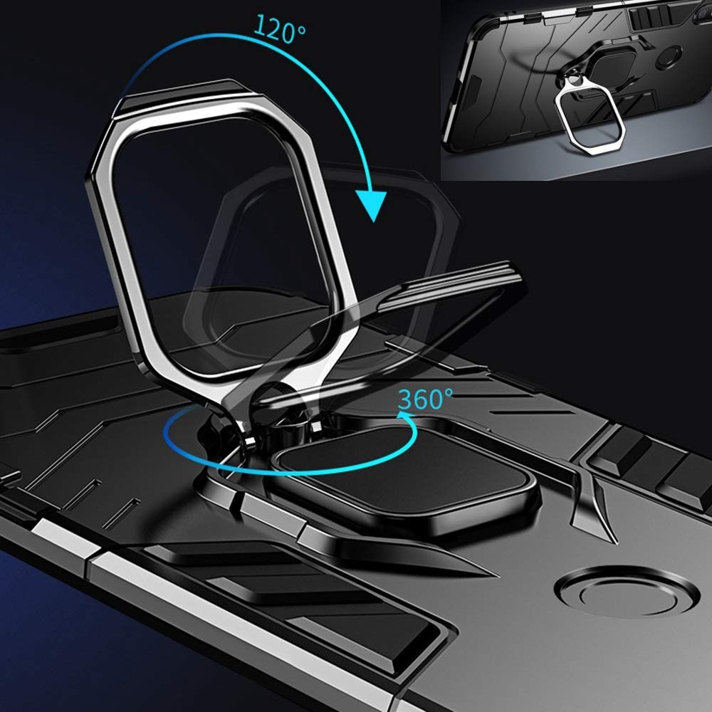 for Huawei Y7 2019 Case,Hybrid Heavy Duty Shockproof Armor Dual Layer Protection Defender Back Case Cover for Huawei Y7 2019 Tempered Glass Screen Protector (Black) (Black)