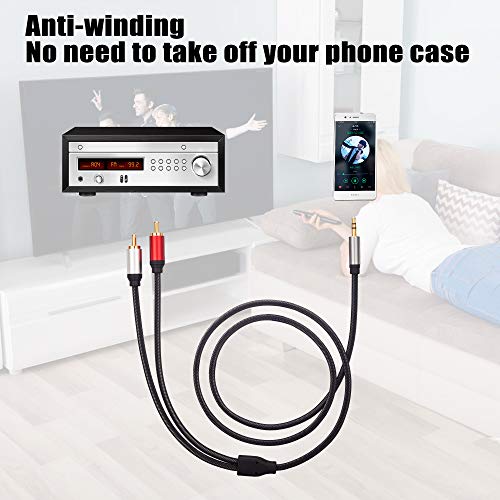 RCA Cable 6Ft, 3.5mm Male to 2RCA Male Stereo Audio Adapter Cable Nylon Braided AUX RCA Y Cord for Smartphones, MP3, Tablets, Speakers, HDTV and More(6Ft/2M)