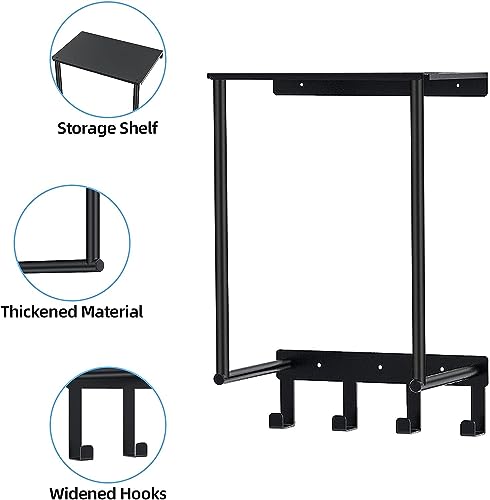 Camping Chair Storage, Metal Camping Chair Holder for Garage with 4 Hooks, Beach Chair and Umbrella Wall Storage Rack, Black