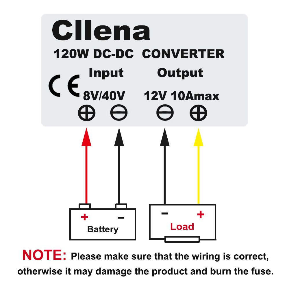 Cllena DC 8V-40V to 12V 10A Automatic Buck Boost Converter Step Down/Up Regulator Voltage Reducer Converter Waterproof Regulated DC Power Supply for Golf Cart Club Car LED Light
