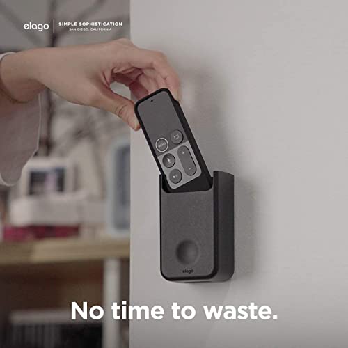 elago Universal Remote Holder Mount Compatible with Apple TV Remote and All Other Remote Controls - Reusable Gel Pad or Screw Mounting Options, Available Wired Charging [ Medium ] [Black]