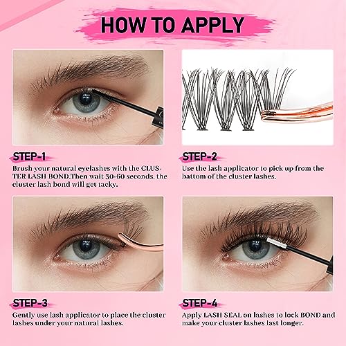 280 PCS Individual Lashes Cluster DIY Lash Clusters 10D 20D D Curl 8-15mm Cluster Lashes DIY Individual Eyelashes Lashes Wisps Reusable Soft Mini Cluster Eyelash Extensions at Home (10D/20D D 8-15mm)