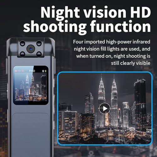 Uxsiya Portable Back Clip Magnetic Camera 16G 1080P HD Sports Cameras with 180 Degree Rotating Lens