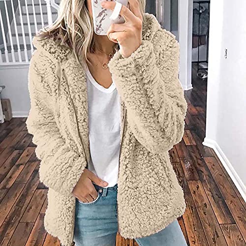 JDHUFEI Skin Care Coats Womens Cardigan Casual Fuzzy Fleece Jackets Casual Long Sleeve Pullover Tops Loose Full Zip Winter Coats Outerwear