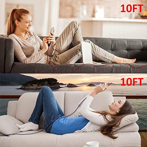 Micro USB Quick Charger Cable 2Pack 10FT Long Android Phone 2.1A Fast Charging Cord for Samsung Galaxy S7 S6 Plus/Edge/Active,J3 Luna Pro/Prime J7 Star/Crown,Note 5/4,LG Stylo 3 2 K30 K20,PS4 Pro