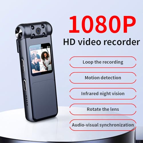 Uxsiya Portable Back Clip Magnetic Camera 16G 1080P HD Sports Cameras with 180 Degree Rotating Lens