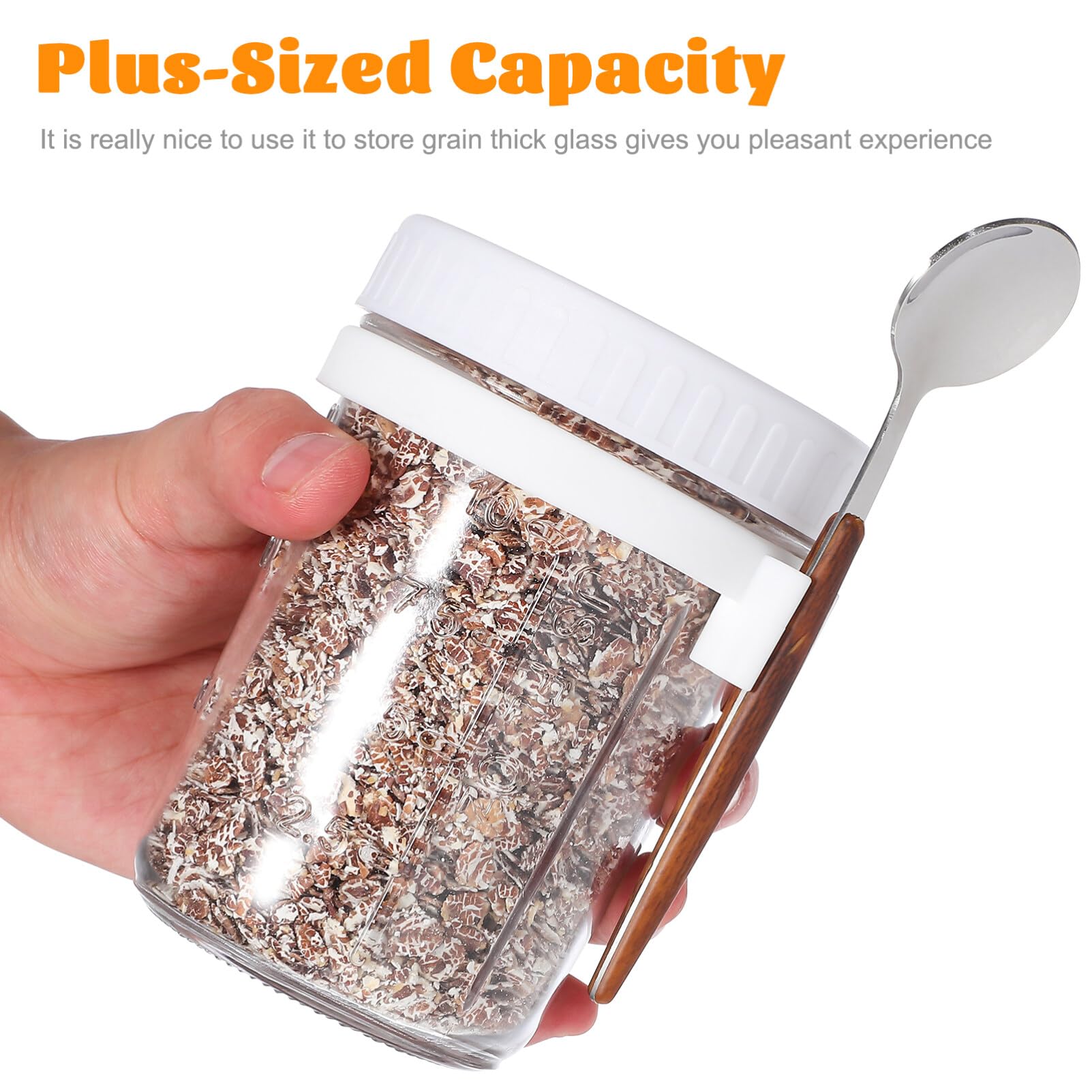 Luxshiny 4PCS Overnight Oats Containers, 14 oz Meal Prep Jars Glass Overnight Oats Jar With Lids And Spoons Large Mouth Mason Jars for Yogurt Milk Cereal