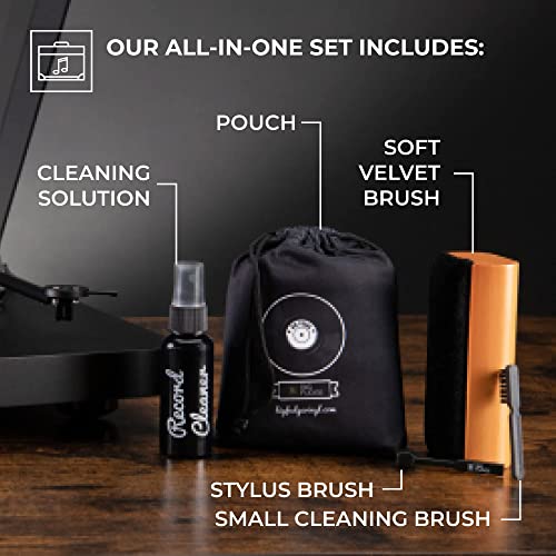 Big Fudge Vinyl Record Cleaning Kit - Complete 4-in-1 - Includes Ultra-Soft Velvet Record Brush, XL Cleaning Liquid, Stylus Brush and Storage Pouch! Will NOT Scratch Your Records! …