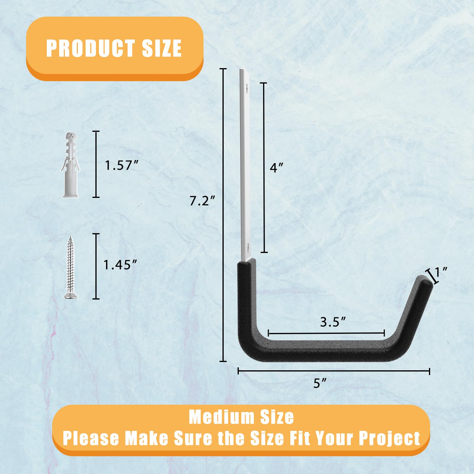 Juformin Heavy Duty Utility Hooks for Garage Storage Utility Hooks Wall Mount,Garage Hooks Heavy Duty,Garage Wall Hooks,Hose Holder,Bike Hooks,Ladder Hooks,Leaf Blower Hanger (6 Medium)