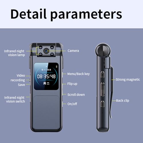 Uxsiya Portable Back Clip Magnetic Camera 16G 1080P HD Sports Cameras with 180 Degree Rotating Lens