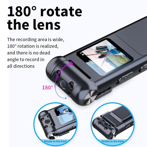 Uxsiya Portable Back Clip Magnetic Camera 16G 1080P HD Sports Cameras with 180 Degree Rotating Lens