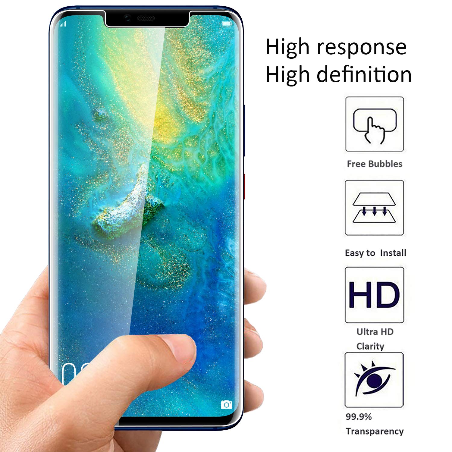 Orzero (2 Pack) Soft TPU Screen Protector Compatible for Huawei Mate 20 Pro, HD Premium Quality Edge to Edge (Full Coverage) High Definition Anti-Scratch Bubble-Free