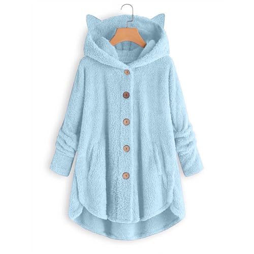 JDHUFEI Womens Hoodies Casual Winter Sweaters Loose Fit Oversized Sweatshirts Cute Cat Ear Hooded Pullover Fall Plush Coat