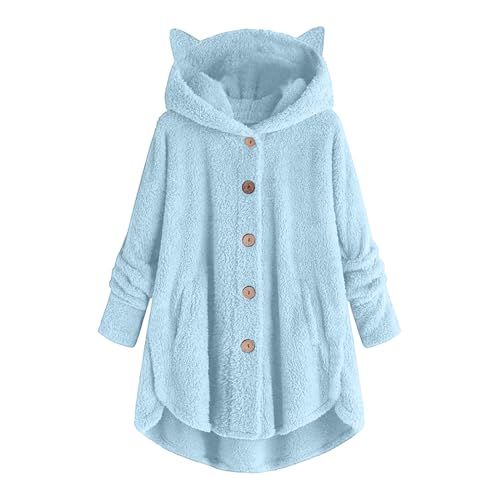 JDHUFEI Womens Hoodies Casual Winter Sweaters Loose Fit Oversized Sweatshirts Cute Cat Ear Hooded Pullover Fall Plush Coat