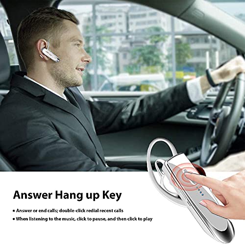 TEK STYZ Headset Compatible with Vivo Y16 in Ear Bluetooth 5.0 Wireless Earpiece, IPX3 Waterproof, Dual Microphones, Noise Reduction (White/Silver)