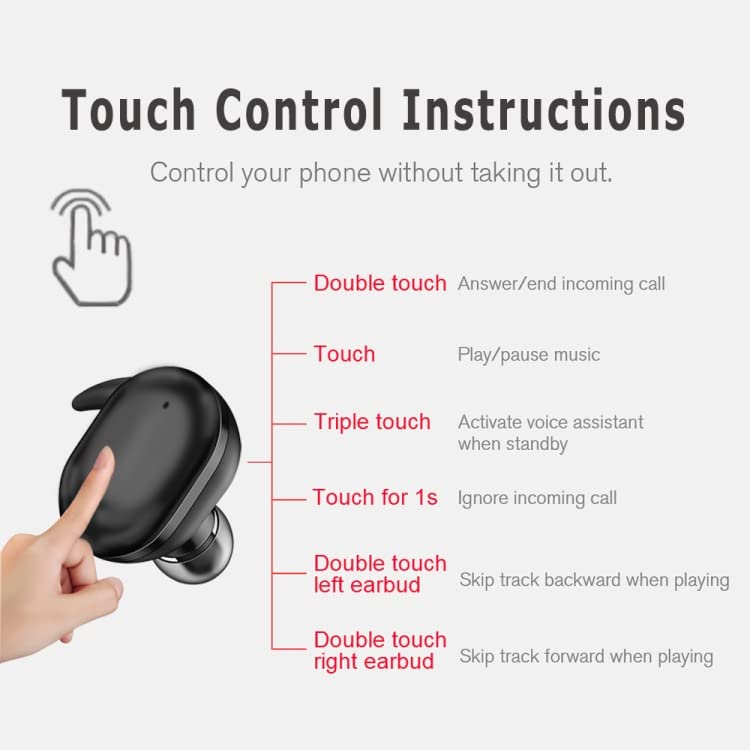 Y30 Wireless Bluetooth Headset 5.0 in-Ear Mini Earphone,Color Black