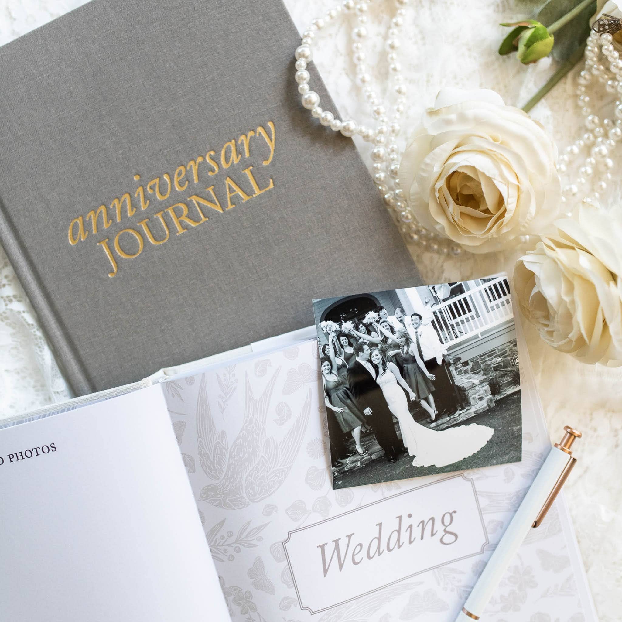 Anniversary Journal by Duncan & Stone - Taupe | Wedding Journal Book For Couples | Marriage Scrapbook Gift | Memory Gifts for Couples | Keepsake for Anniversaries
