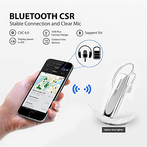 VOLT+ TEK STYZ Headset Compatible with Redmi Note 12 Pro+ in Ear Bluetooth 5.0 Wireless Earpiece, IPX3 Waterproof, Dual Microphones, Noise Reduction (White/Silver)