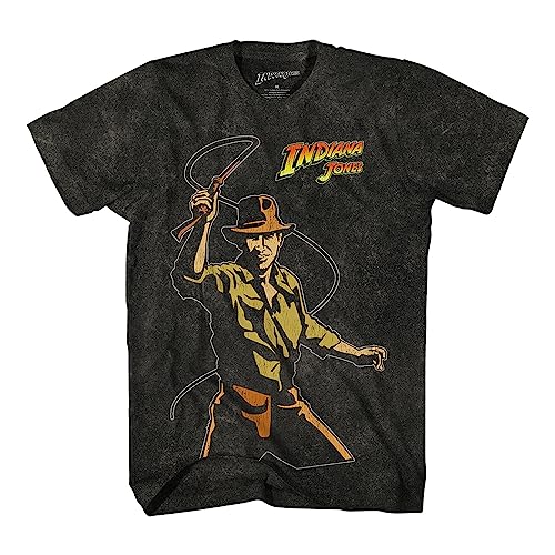 Boys Indiana Jones Classic Shirt - Indiana Jones - Harrison Ford - Indiana Jones Tie Dye T-Shirt (Black Wash, Small)